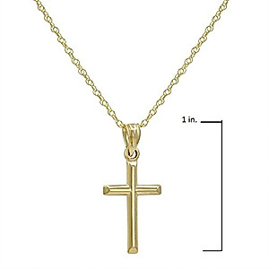 Amanda Rose Collection 14k Yellow Gold Petite Cross Pendant Necklace on an 18 in. 14K Yellow Gold Chain