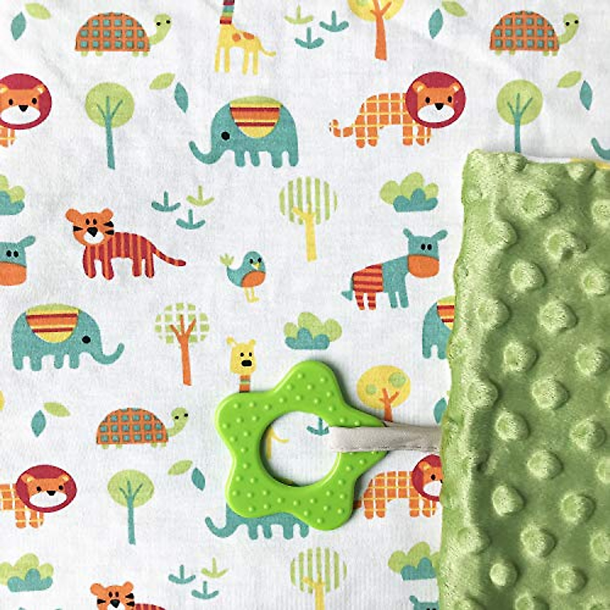 G-Tree Large Blanket with Tag for Babies, Soft Taggy Security Blanket, Lovely Tag Blanket (Green)