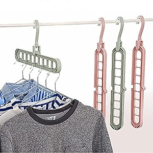 Closet Organizers and Storage Space Saving Hangers with 9 Holes of 6 Pack for Closet Organizer,Dorm Room Essentials,Closet Storage,Smart Closet Organization,Magic Space Saving Hanger (Gray)