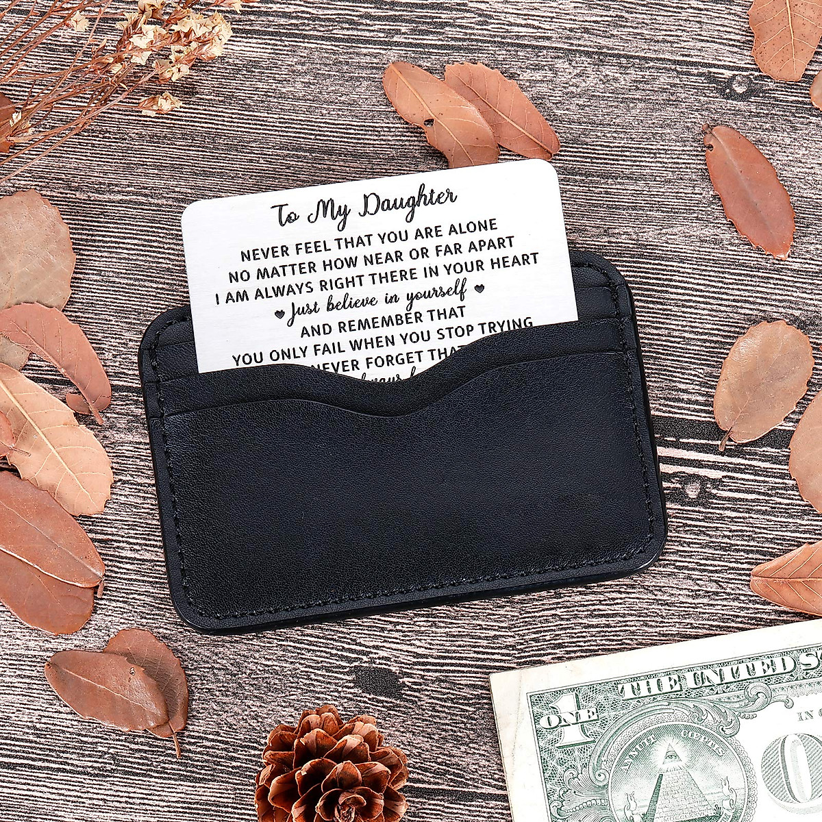 Mother To Daughter Wallet Card Inserts Valentine Gifts for stepdaughter from Mom Graduation Mothers Day 16 18th Birthday For Her Teen Adult Women Teenage Girls Inspirational Gifts Christmas