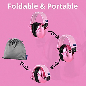 TacGuru 130 Kids Hearing Protection Safety Earmuffs - Passive Noise Reducing Ear Protection for Kids - Gemstones Edition, Spinel Pink