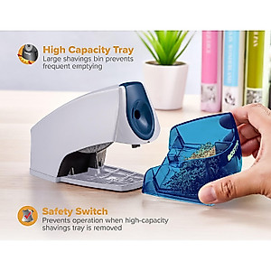 Bostitch Personal Electric Pencil Sharpener, Powerful Stall-Free Motor, High Capacity Shavings Tray, Blue (EPS4-BLUE)