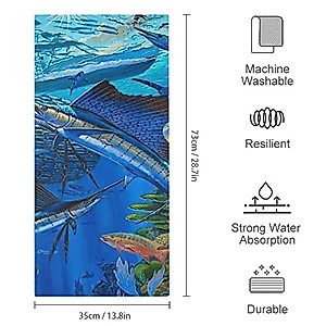 Stilvoll Sailfish Billfish Reef Hand Towels Face Body Wash Cloth Soft Washcloths with Cute Printed for Bathroom Kitchen Hotel Everyday Use