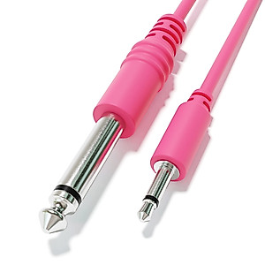 ExcelValley - 1-Pack - Mono Patch Cables - TS 3.5mm 1/8" to 6.35mm 1/4" [Pink | 60 cm - 23.62"]