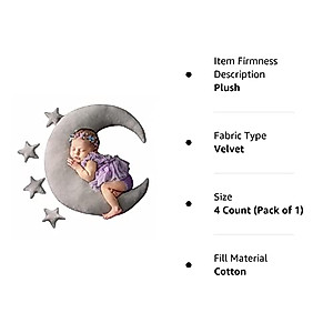 Yarstar 1+4pcs Newborn Photography Pillow Set Newborn Posing Photography Prop Moon Star Baby Picture Prop Newborn Photo Props for Babies Newborn Photography Props Baby Moon Nursery Pillow (C-Grey)