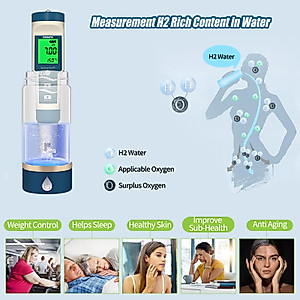 GISNPA PH Meter, Digital 4-in-1 PH ORP H2 Temp Meter with ATC, H2 Water PPB/PPM Meter, 0.01 Resolution High Accuracy PH Tester for Drinking Water