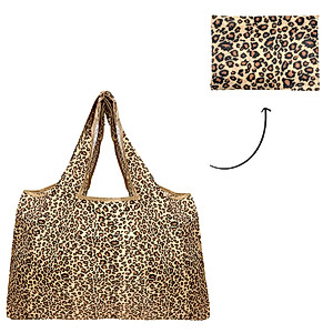 allydrew Large Foldable Tote Nylon Reusable Grocery Bag, 3 Pack, Felines