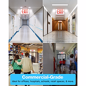 Sunco Red Exit Signs With Emergency Lights, Two Adjustable Square LED Lights, 94V-0 Fire Resistant, Backup Battery, 120-277V, Wall Or Ceiling Mount, Commercial Grade Double Sided UL 2 Pack