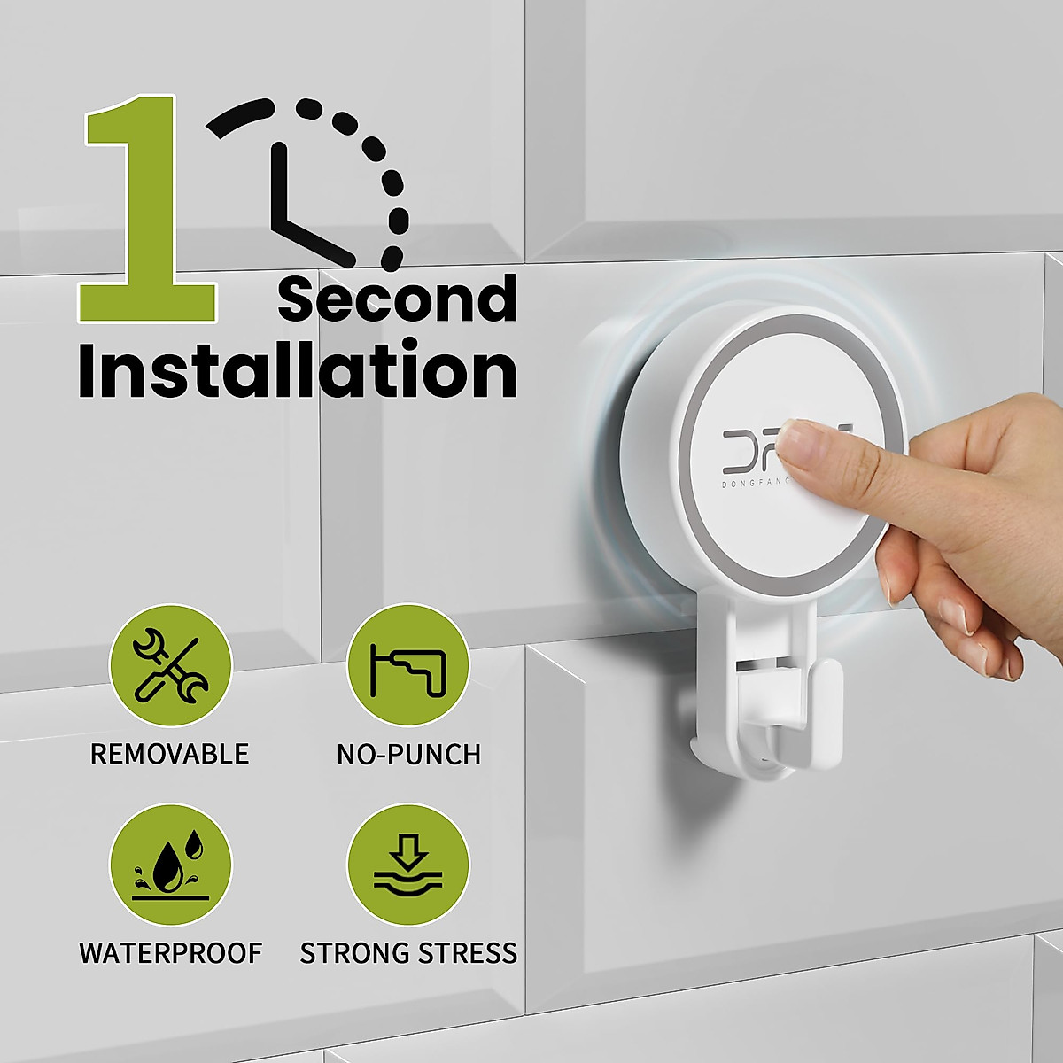 DFLJMOP 6 Pcs Shower Suction Cup Hooks Reusable Heavy Duty Vacuum Suction Hook Waterproof Suction Hanger Removable and Leave No Trace Suction Hooks for Bathroom Kitchen Towel, Robe, Loofah