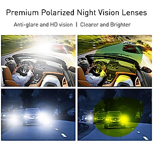 ANDWOOD Night Vision Glasses for Driving Men Women Anti Glare Polarized Clearsight Wrap Around Fit Over