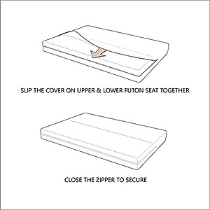 LANE LINEN Futon Covers Full Size, 100% Cotton Futon Slipcovers, Full Size Futon Mattress Cover for Futon Sofa Bed, Foldable Armless Sofa Cover, Zippered Futon Couch Cover - Black