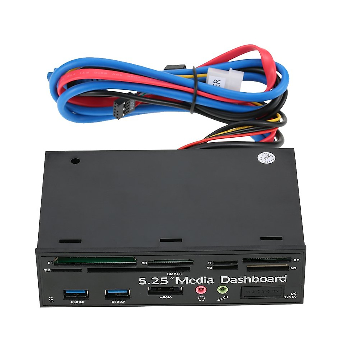 ERYUE Multi-Function USB 3.0 Hub eSATA Port Internal Card Reader PC Dashboard Media Front Panel Audio for SD MS CF TF M2 MMC Memory Cards Fits 5.25" Bay