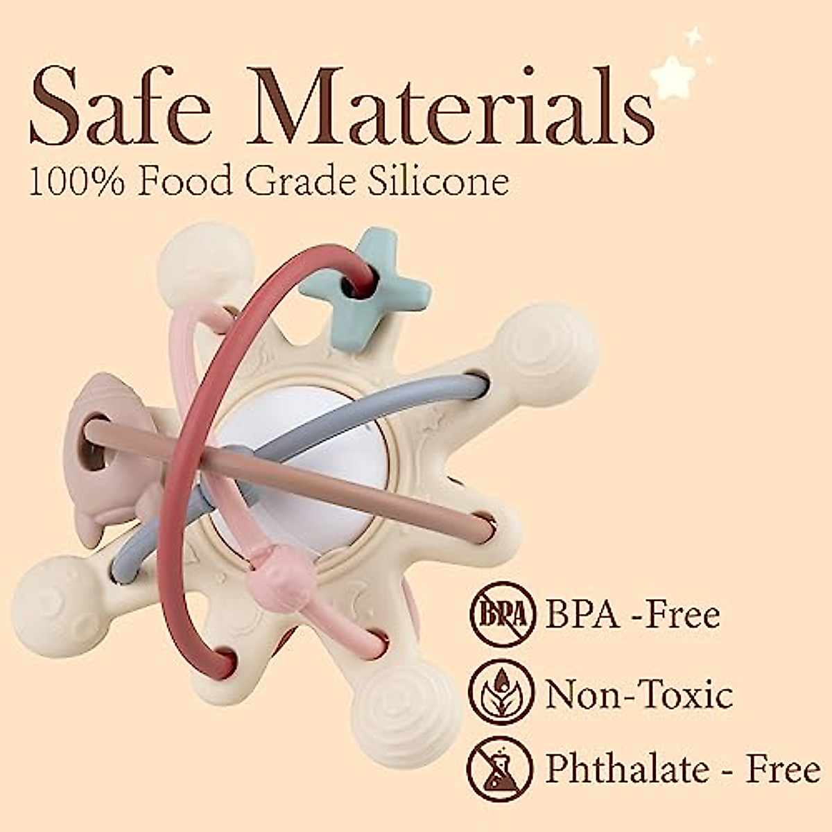 Baby Sensory Teething Toys - Baby Teether - Montessori Toys for Babies - Baby Rattles Shower Gifts for Boys Girls 0 3 6 9 12 18 Month 1 One Year Old Infant Newborn Toys - Baby Travel Toys