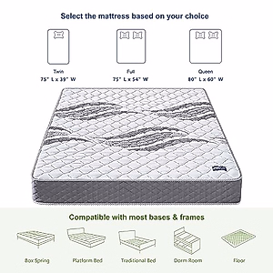 Full Size Mattress, 8 Inch Comfort Cooling Hybrid Mattress in a Box, Memory Foam Individual Pocket Springs, Tight Top Mattress for Motion Isolation&Pressure Relief, CertiPUR-US Certified (Full)
