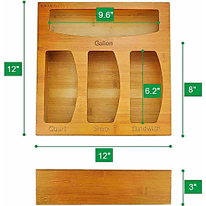 HMNL INC HOME Ziplock Bag Storage Organizer for Cabinet Drawer, Baggie Organizer Box and Ziploc Bag Organizer, Hefty For Ziploc, Gallon, Quart, Sandwich & Snack Variety Size Bags