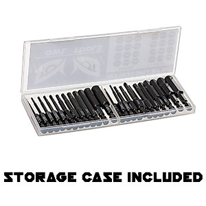 Owl Tools 24 Pack of Hex Head Allen Wrench Drill Bits (CR-MO Industrial Strength Metric & SAE Hex Bits) - 2.3" with Case