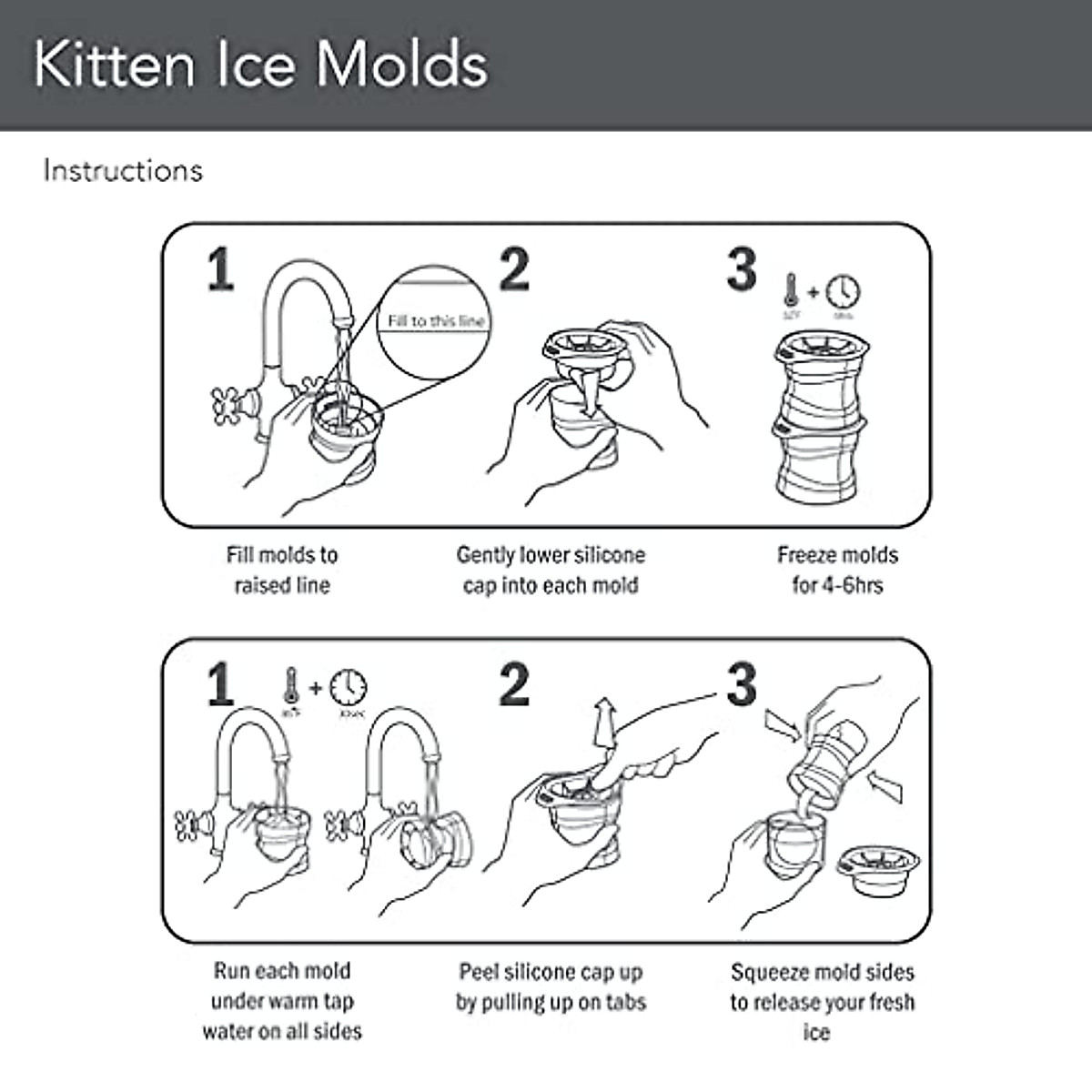 Tovolo Kitten Ice Molds (Set of 2) - Slow-Melting, Leak-Free, Reusable, & BPA-Free Craft Ice Molds/Great for Whiskey, Cocktails, Coffee, Soda, Fun Drinks, and Gifts