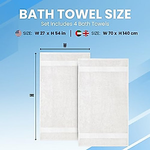 Infinitee Xclusives Premium White Bath Towels for Bathroom Set of 4 (27x54 Inches), 100% Soft Ring-Spun Cotton Bathroom Towels, Quick Dry, Durable, Ideal for Daily Use (Brilliant White)