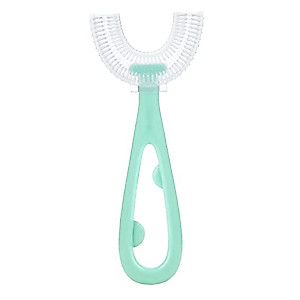 PandaEar 4 Pack U Shaped Toothbrush Kids Toddler with Soft Silicone Brush Head for Age 2-6, 2 Pack Silicone Baby Finger Toothbrush with Travel Storage Case for 3 Months+, 360 ° Whole Mouth Toothbrush