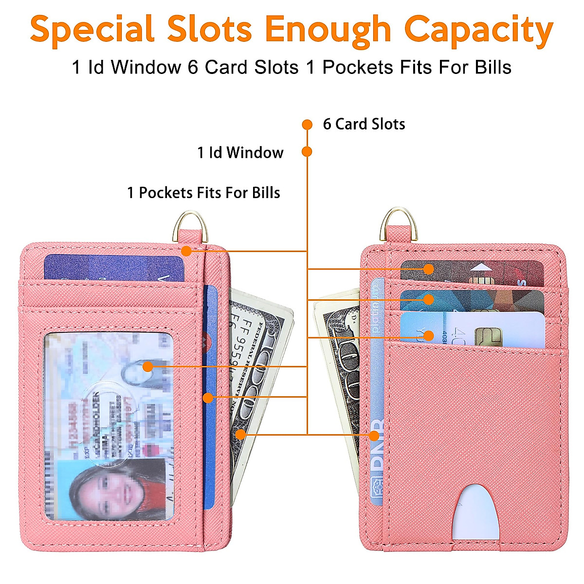 Badiya Credit Card Holder Slim Minimalist Wallet, Front Pocket Purse RFID Blocking Wallet Compact Card Case with ID Window for Women & Men