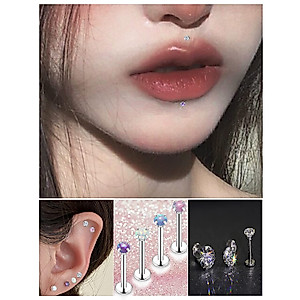 Kridzisw 18G Threadless Push in Nose Ring Stud Piercing Jewelry Women Stainless Surgical Steel Nose Lip Labret Monroe Medusa Ring Stud Cartilage Helix Tragus Conch Earring Piercing Jewelry Men Silver