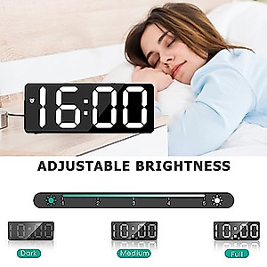 RuiLa Digital Alarm Clock - LED Clock Large Display for Bedroom, Desk, and Office - Temperature Display, Adjustable Brightness, Voice Control, 12/24H Display - USB and Battery Operated (Black)