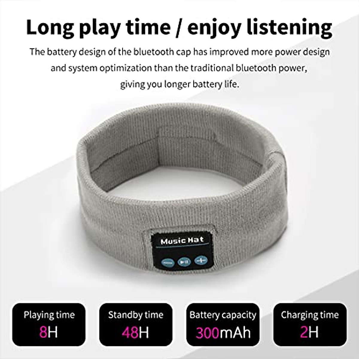 POSLEOKE Wireless Bluetooth Soft Stretch Headphones Music Call Sports Headband for Sleeping, Outdoor Sports, Fitness, Sleeping, Men, Women, Grandparents, Colleagues, Friends (Dark Grey)