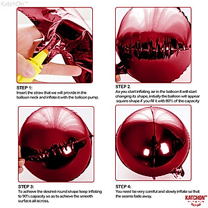 KatchOn, Big Red Metallic Balloons - 22 Inch, Pack of 6 | Round 4D Burgundy Foil Balloons, Christmas Balloons | Chrome Red Balloons, Red Marble Balloons for Christmas Decorations | Maroon Balloons