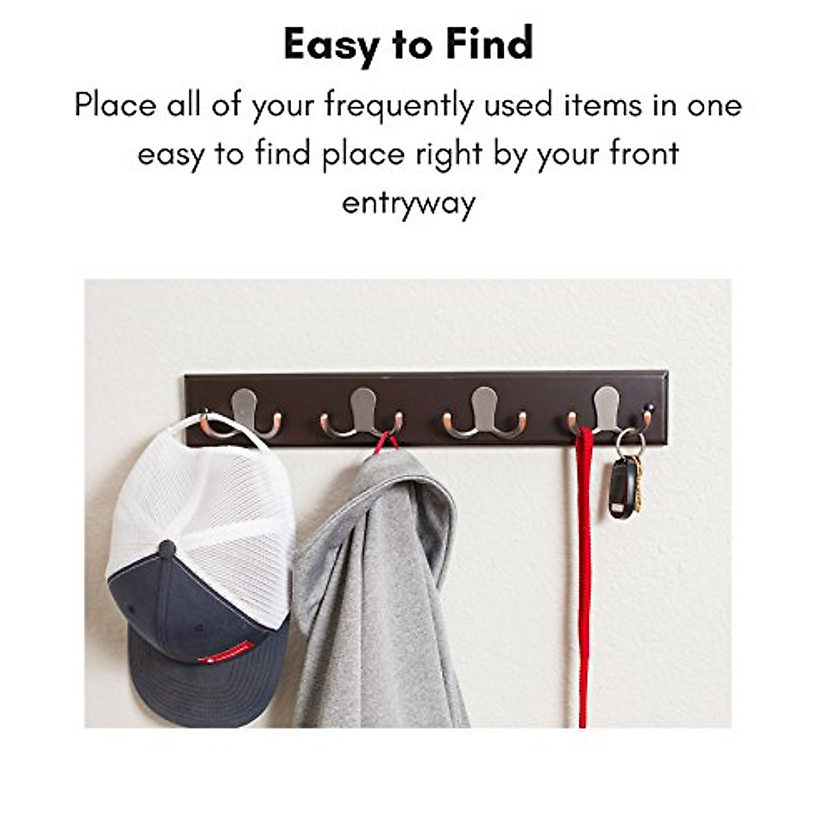 BirdRock Home Dual Hook Coat and Hat Rack - 4 Dual Hooks - 17 Inches - Wall Mount - Decorative Home Storage - Entryway Foyer Hallway Bathroom Bedroom Rail - Oil Rubbed Bronze Hooks - Dark Brown Pine B