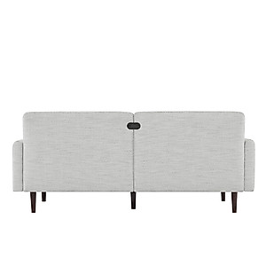 CHITA Mid-Century Modern Sofa, Fabric Couch for Living Room with Solid Wood Leg, No-Tools Assembly, 73''W, Ivory