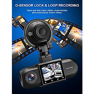 Dual Dash Cam 1080P, Dash Cam Front and Inside, Dash Camera for Cars with 32GB SD Card, Infrared Night Vision, 1.5 inch IPS Screen, Loop Recording, Accident Lock, WDR, Parking Monitor for Taxi Driver