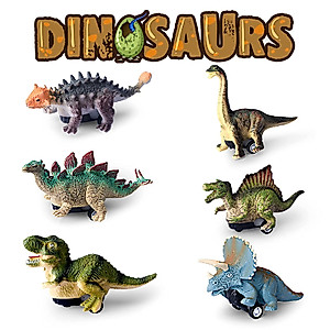 CYURMJUN Dinosaurs Eggs Toys for Kids, Eggs Filler Dinosaur Pull Back Cars Toy, Dino Vehicles Toys for Boys Girls Birthday Gifts(6Pack)