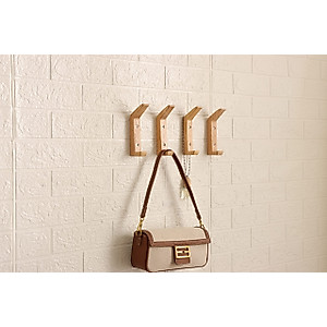 FamilleElement Coat Hooks, Wall Hooks for Hanging, Set of 4 Pure Wood Clothes Hooks, Wall Coat Hooks, Hooks for Hanging Coats, Hanging Bathroom Towels Clothes Hanger