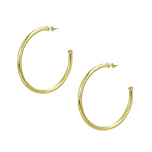 Sheila Fajl Everybody's Favorite Large 2.5 Inch Tubular Lightweight Statement Hoop Earrings in Brush Gold Plated