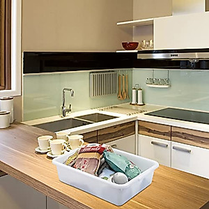 Gloreen 4-Pack Commercial Bus Tubs, 8 L, White Wash Basin Plastic Dish Pan