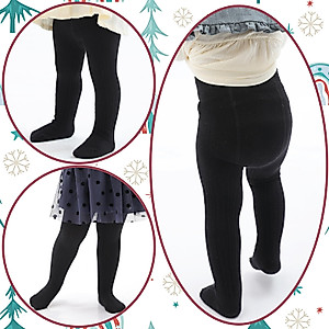 Mini angel Baby Tights Toddler Girl Cable Knit Leggings Soft Cotton Stockings Pantyhose 3pack (Black, White, Grey, 2-4 Years)