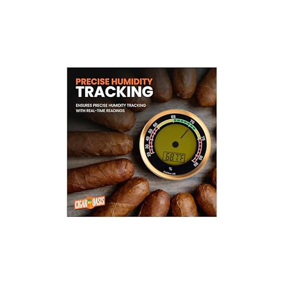 Oasis Digital/Analog Look Hygrometer and Humidity Sensor - High Precision Temperature and Humidity Monitor with Reliable Accuracy, Ideal for Care and Maintenance of Various Storage Environments