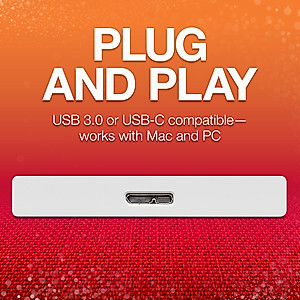 Seagate Backup Plus Ultra Touch HDD 1TB External Hard Drive – White USB-C USB 3.0, (STHH1000402 (Renewed)