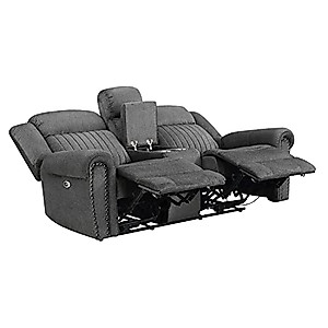 Lexicon Dakota Power Double Reclining Loveseat, Charcoal