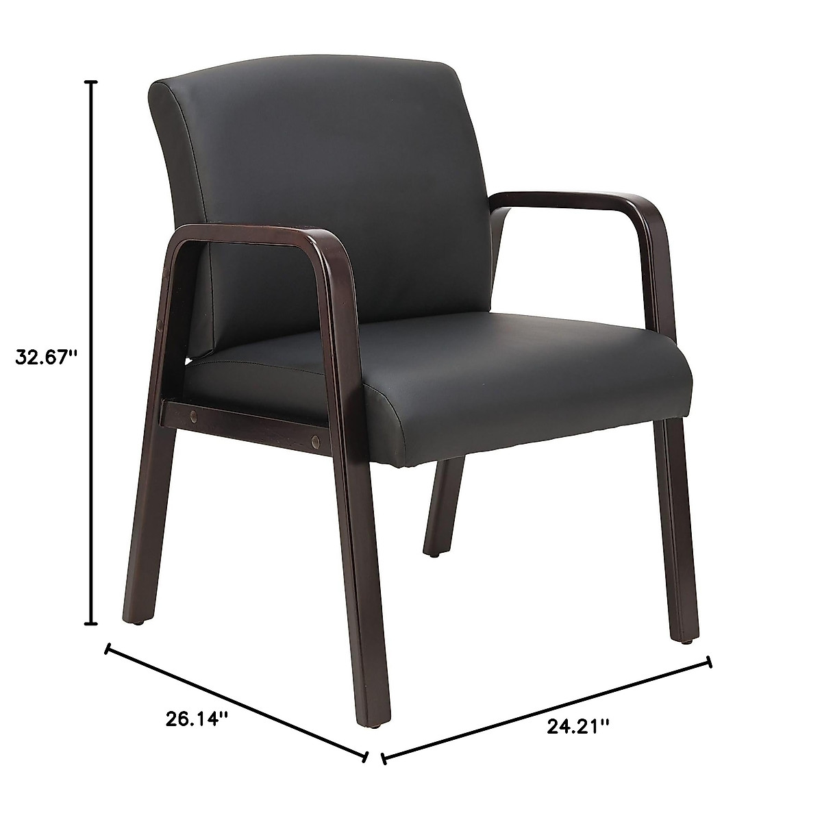 Alera ALERL4319E 24.21 in. x 26.14 in. x 32.67 in. WL Series Reception Lounge Guest Chair - Black/Espresso