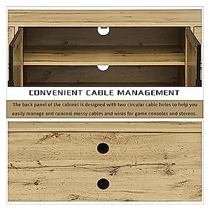 Voohek Boho Stand with Drawers and Adjustable Shelves, Media Console Table for 65 inch Television, Entertainment Center w/Storage Used in Living Room, for 65" TV/Rattan, Natural