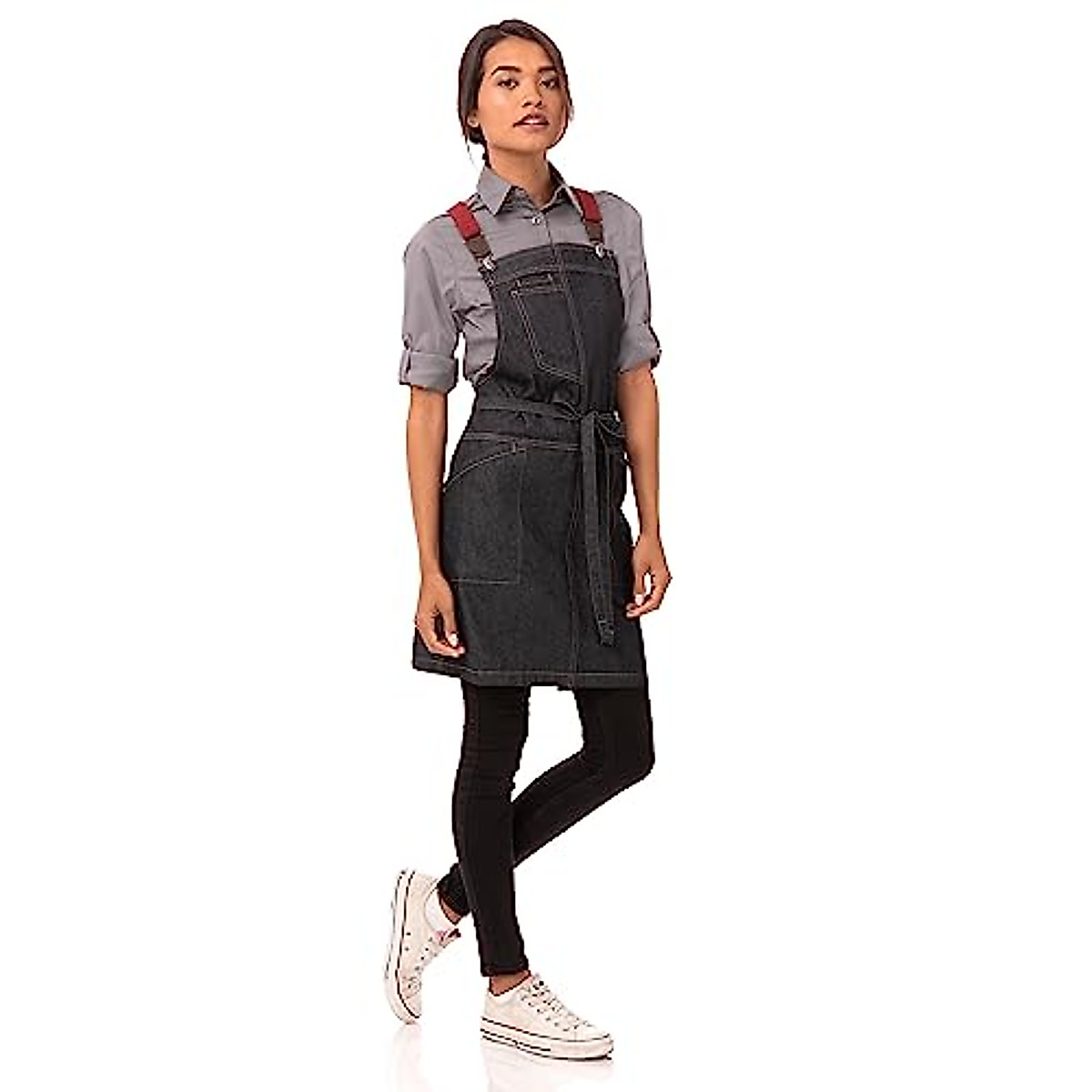 Chef Works Unisex Berkeley Short Bib Apron, Indigo Blue, One Size