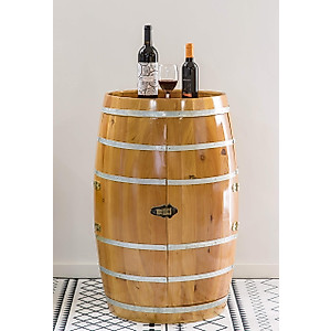 Vintiquewise Wooden Wine Barrel Shaped Wine Holder, Bar Storage Lockable Storage Cabinet
