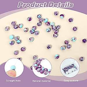 47 Pcs Sea Sediment Imperial Jasper Beads Purple-Blue Jasper Beads 8mm Galaxy Sea Imperial Jasper Gemstone Beads Colorful Round Stone Beads for Jewelry DIY Making