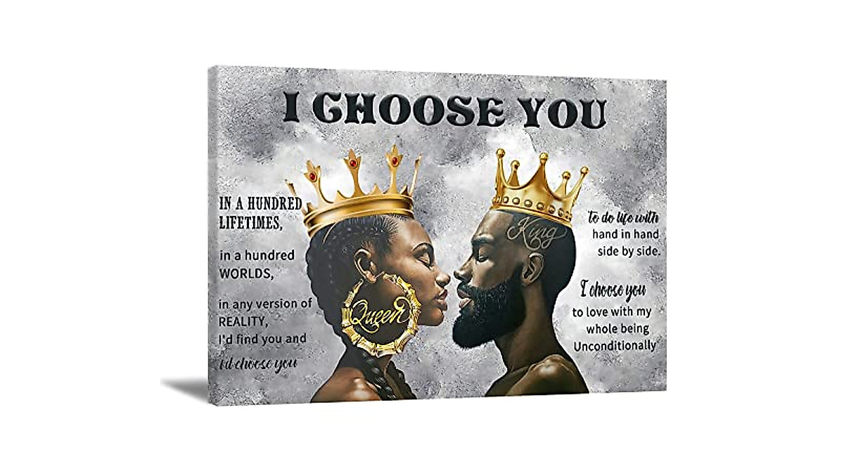 African American Wall Art Black King & Queen Canvas - Home Decor