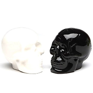 Black and White Skulls Ceramic Salt and Pepper Shaker Set