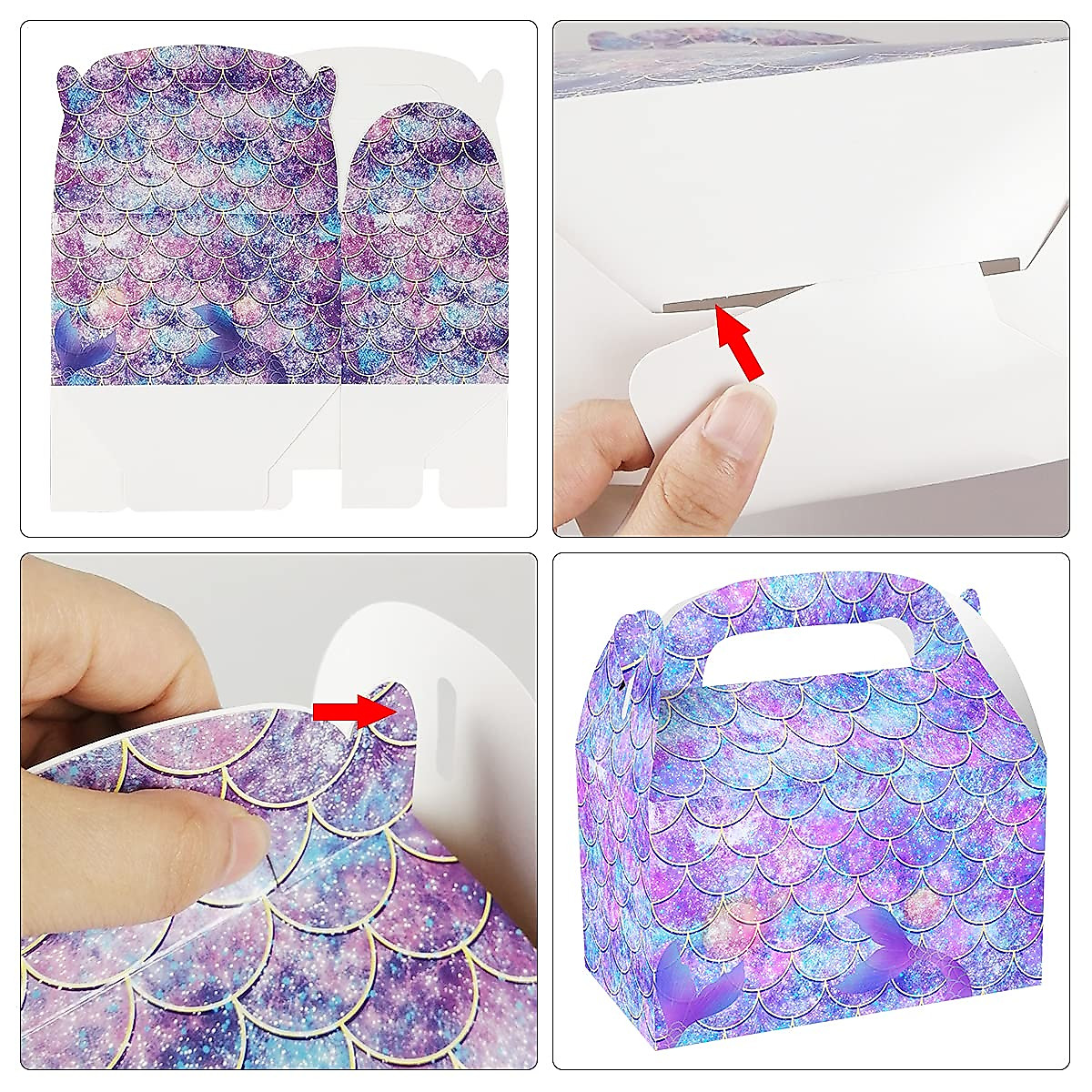 Cieovo 24 Pack Mermaid Party Favor Goodie Gift Boxes, Mermaid Paper Gift Boxes Bags for Under The Sea Theme Kids Birthday Wedding Baby Shower Party Supplies Decoration