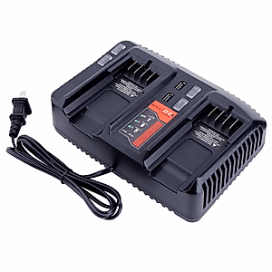 Lasica CMCB124 20V Charger Compatible with Craftsman V20 Series 20 Volt Lithium Batteries, V20 Dual Port, Replacement for Craftsman Battery Charger Station CMCB104 CMCB124