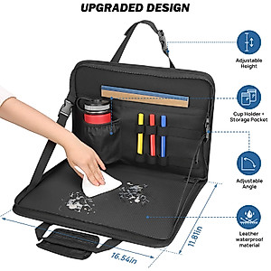 JOYTUTUS 3 in 1 Steering Wheel Eating Tray, Car Back Seat Laptop Desk, Multifunctional Car Office Bag, Car Work Table for Writing, Car Organizer for Kids, Commuters, Family