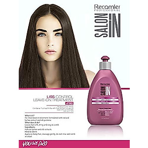 RECAMIER 34158 Professional Salon In Leave In Detangler Hair Smoothing Treatment | Combing Cream | Split End Mender | Tratamientos para el Cabello Seco y Maltratado Crema de Peinar 10.1 OZ